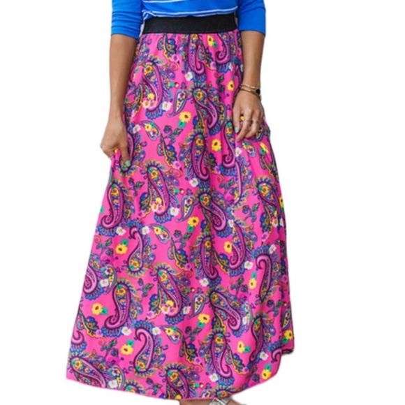 LuLaRoe | Skirts | Lularoe The Lucy Pink Paisley Floral Maxi Skirt Size ...